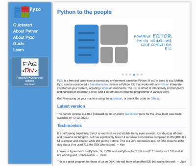Présentation de l'ergonomie de Pyzo